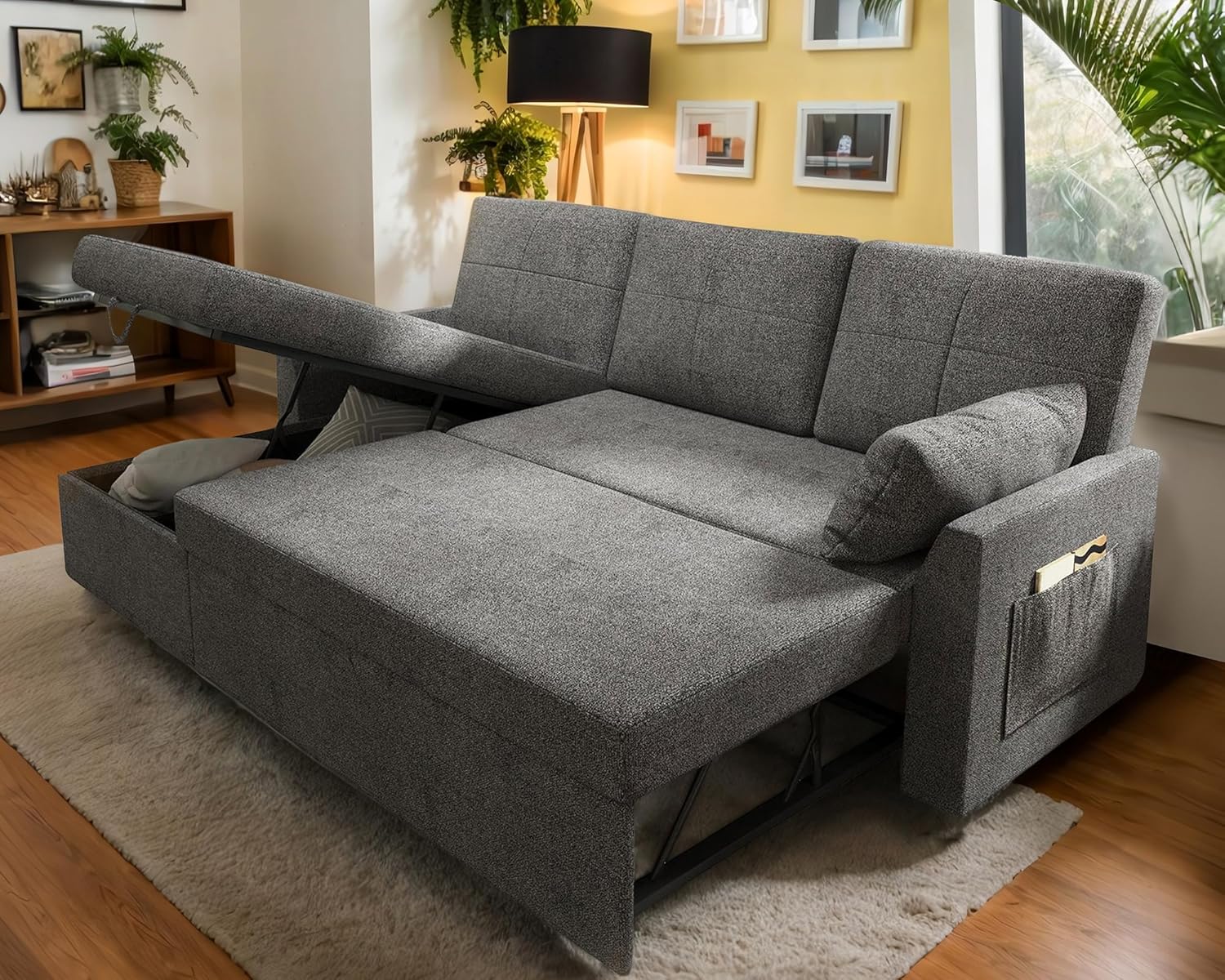 Amazon.com: PaPaJet Sofa Bed, Sleeper Sofa with Storage Chaise, L ...
