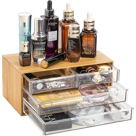 Amazon.com: MobileVision Bamboo Makeup Drawer Organizer, Cosmetics ...