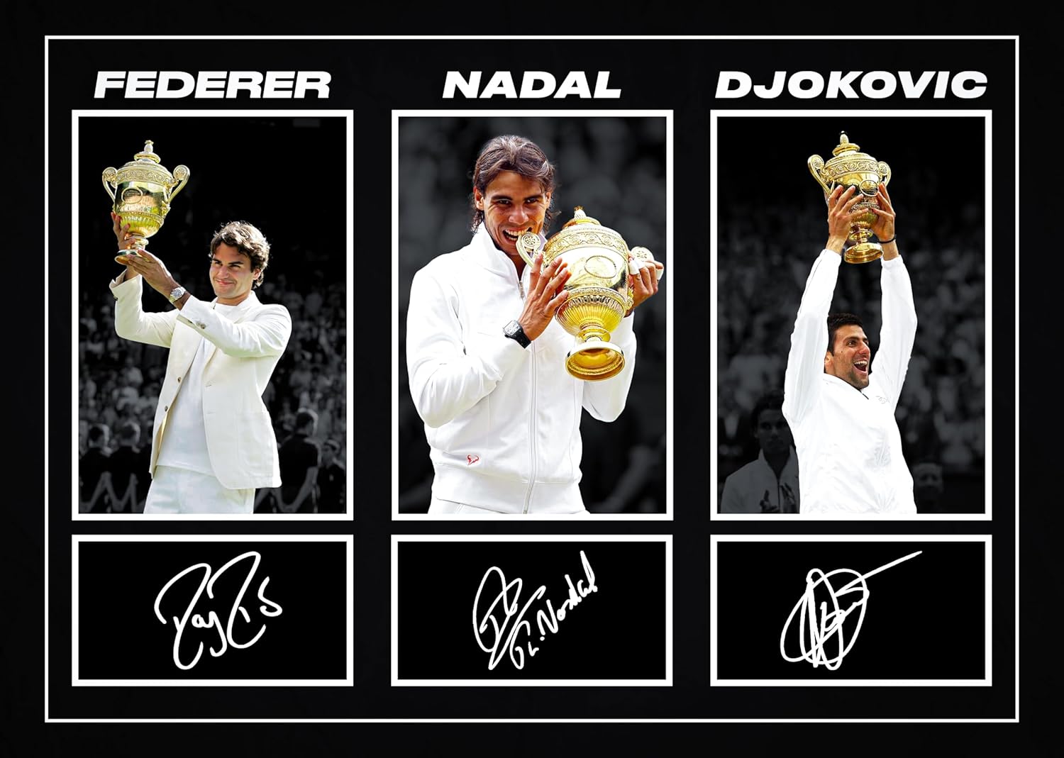 RJR PRINTS Roger Federer, Rafa Nadal & Novak Djokovic - Tennis Legends ...