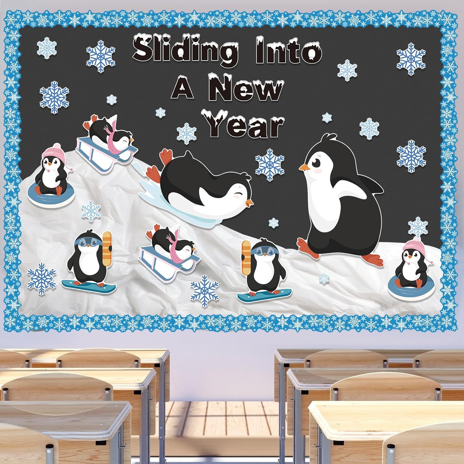 Amazon.com: Frienda Winter Bulletin Board Decorations Set Penguins ...