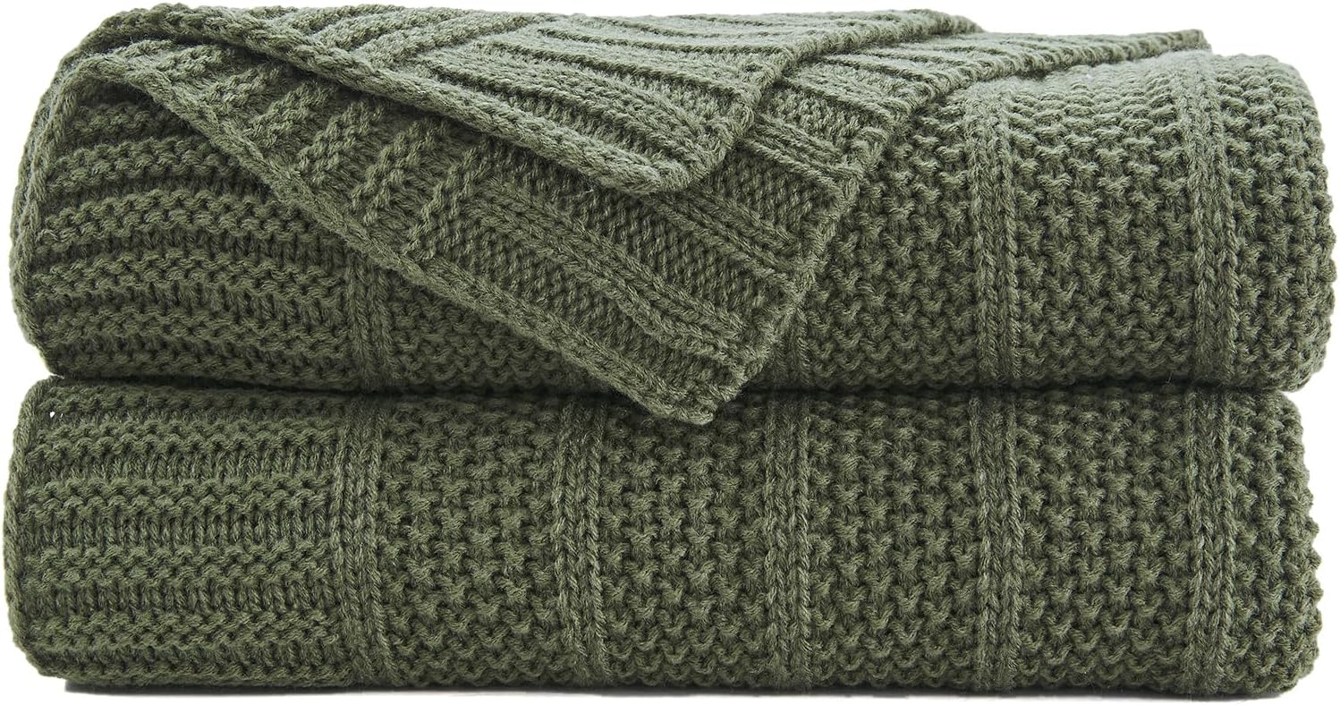 Amazon.com: Douceur olive green throw blanket for bed, soft cozy ...