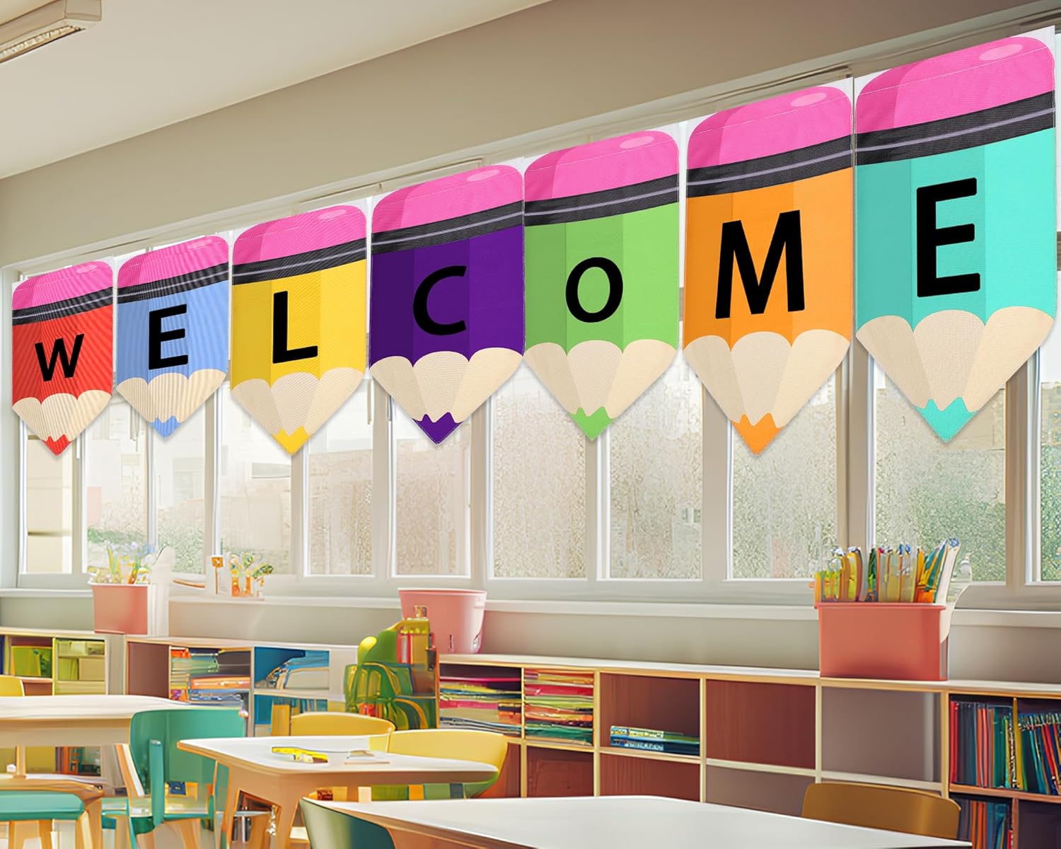 Amazon.com: Cosblank 7 Pcs Rainbow Curtains (36 x 24 Inches) Pencil ...