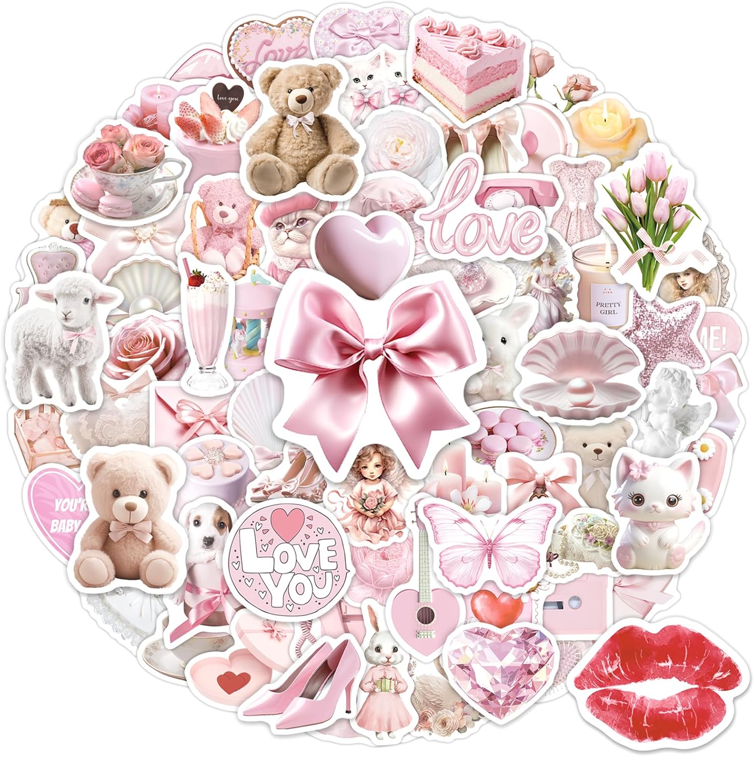 Amazon.com: SigyoJeom 200 PCS Coquette Stickers for Water Bottles Pink ...