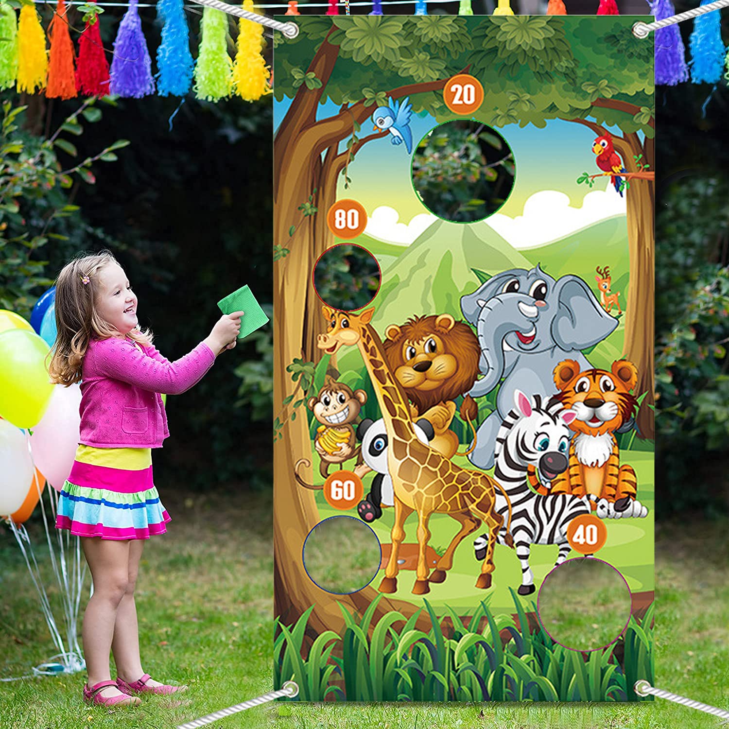 Buy Safari Animals Toss Games Banner with 3 Bean Bags, Jungle Wild ...