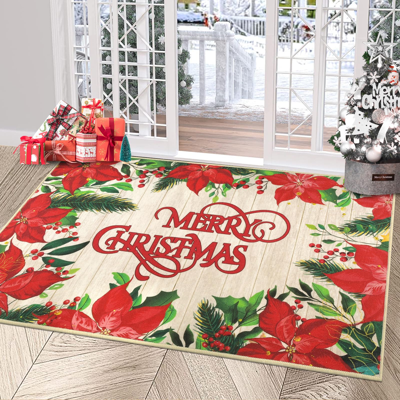 Amazon.com: HEBE Christmas Doormat Indoor Outdoor 32"x48" Non Slip ...