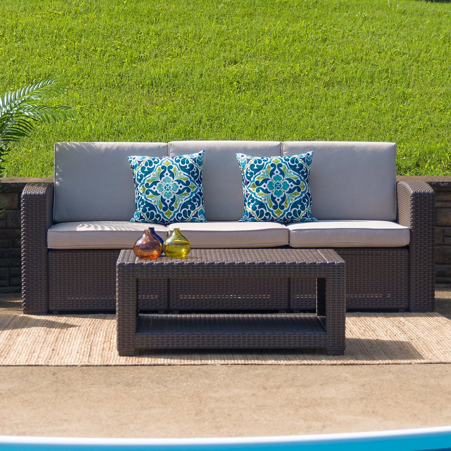 Snapklik.com : Seneca Chocolate Brown Faux Rattan Coffee Table