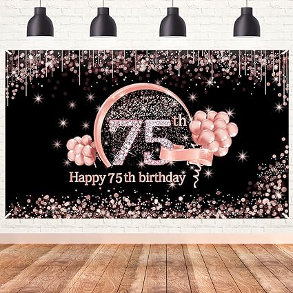 Amazon.com: Happy 75th Birthday Decorations Banner Backdrop for Women ...