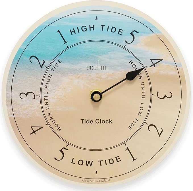 Acctim Portland Tidal Wall Clock High & Low Tide Blue/Yellow 20cm ...