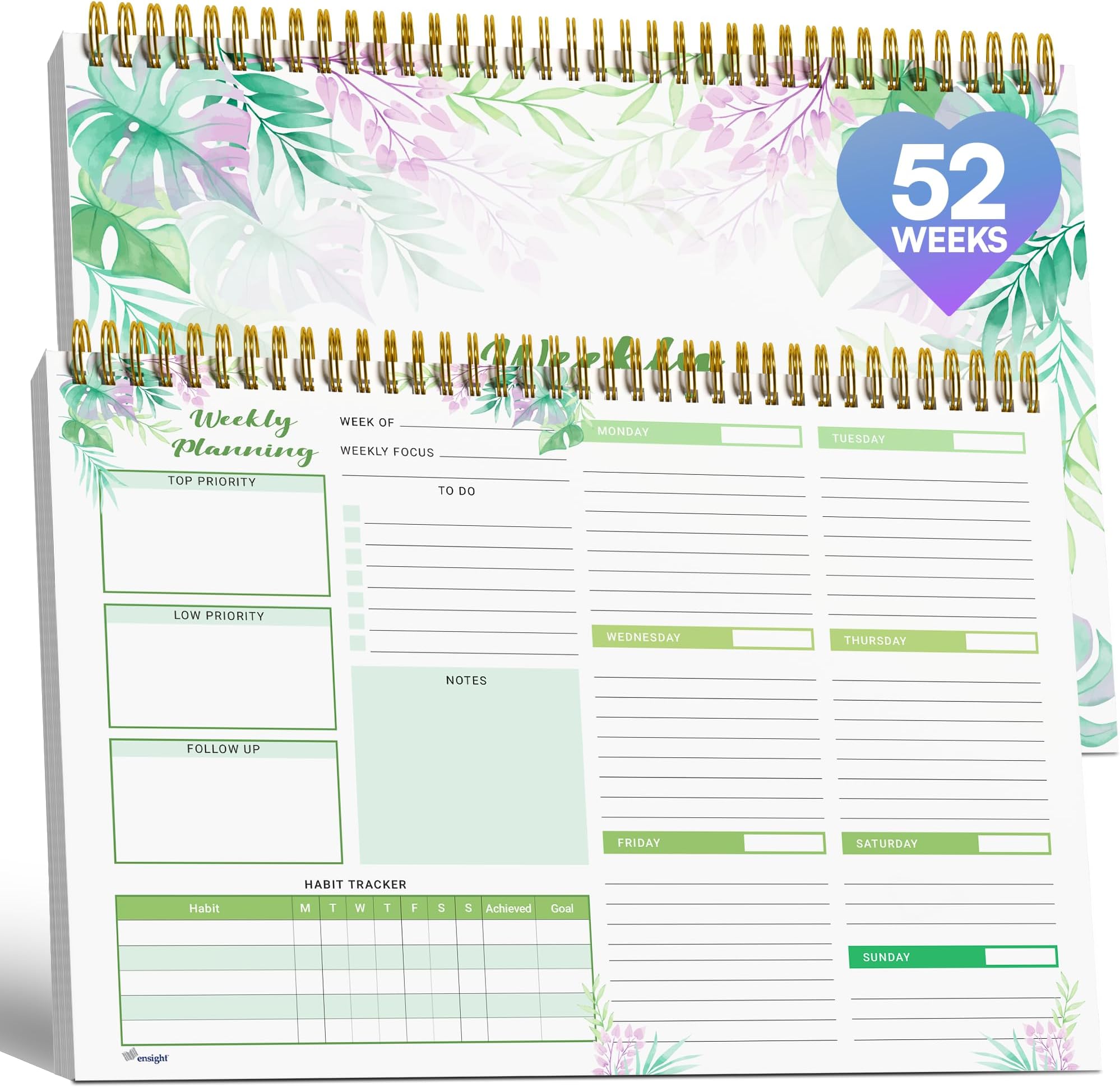Amazon.com : Ensight Weekly Undated Planner Notepad 8.5x12 – 52 Week ...