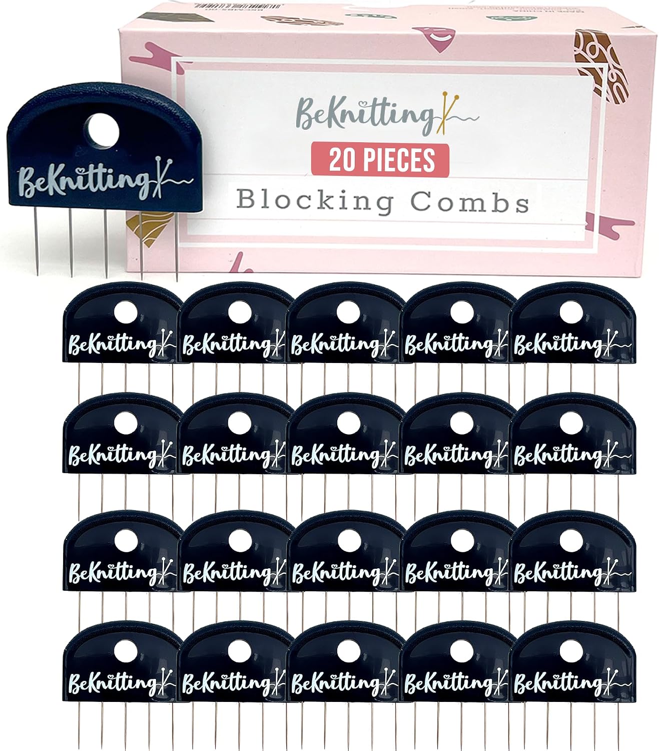 Amazon.com: BeKnitting 20 Knit Blocking Combs for Knitting & Crochet ...