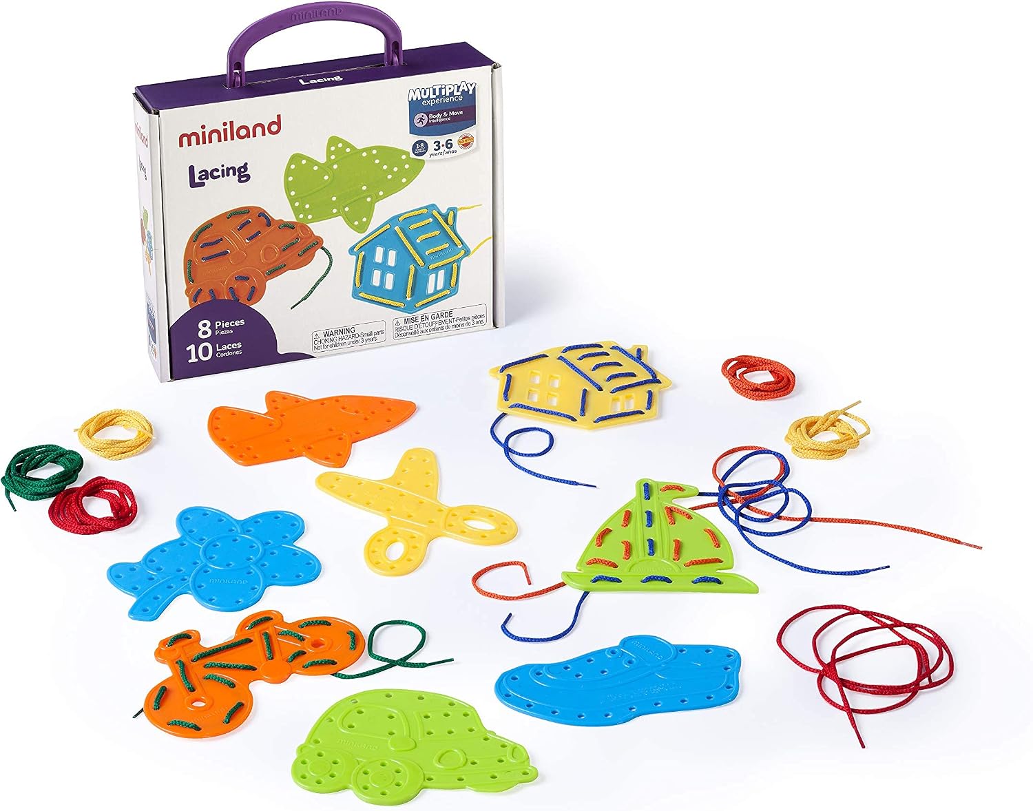Amazon.com: Miniland Educational - Lacing 8 Models Learning Set, Multi ...