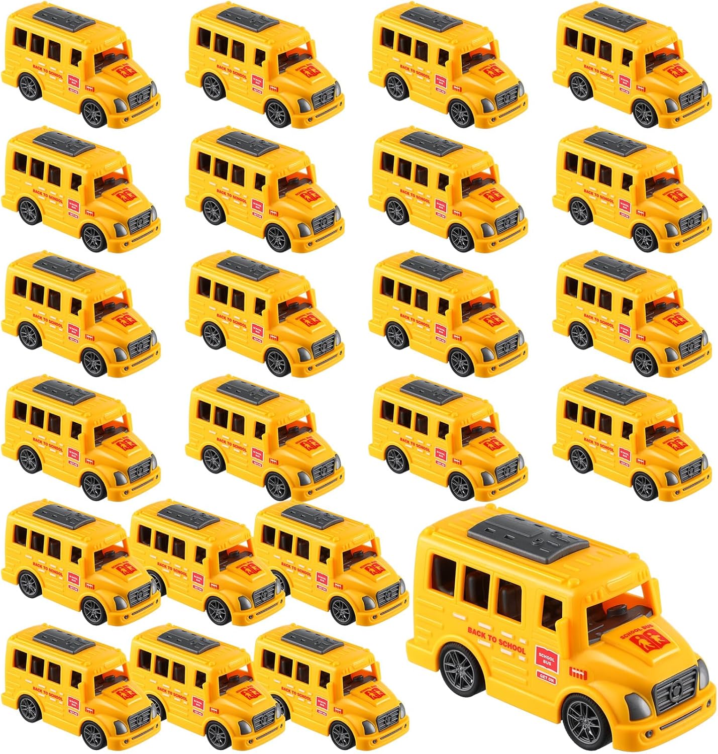 Amazon.com: Blueweenly 24 Pcs Mini School Bus Bulk Model Toy Car Plastic Yellow Small School Bus ...