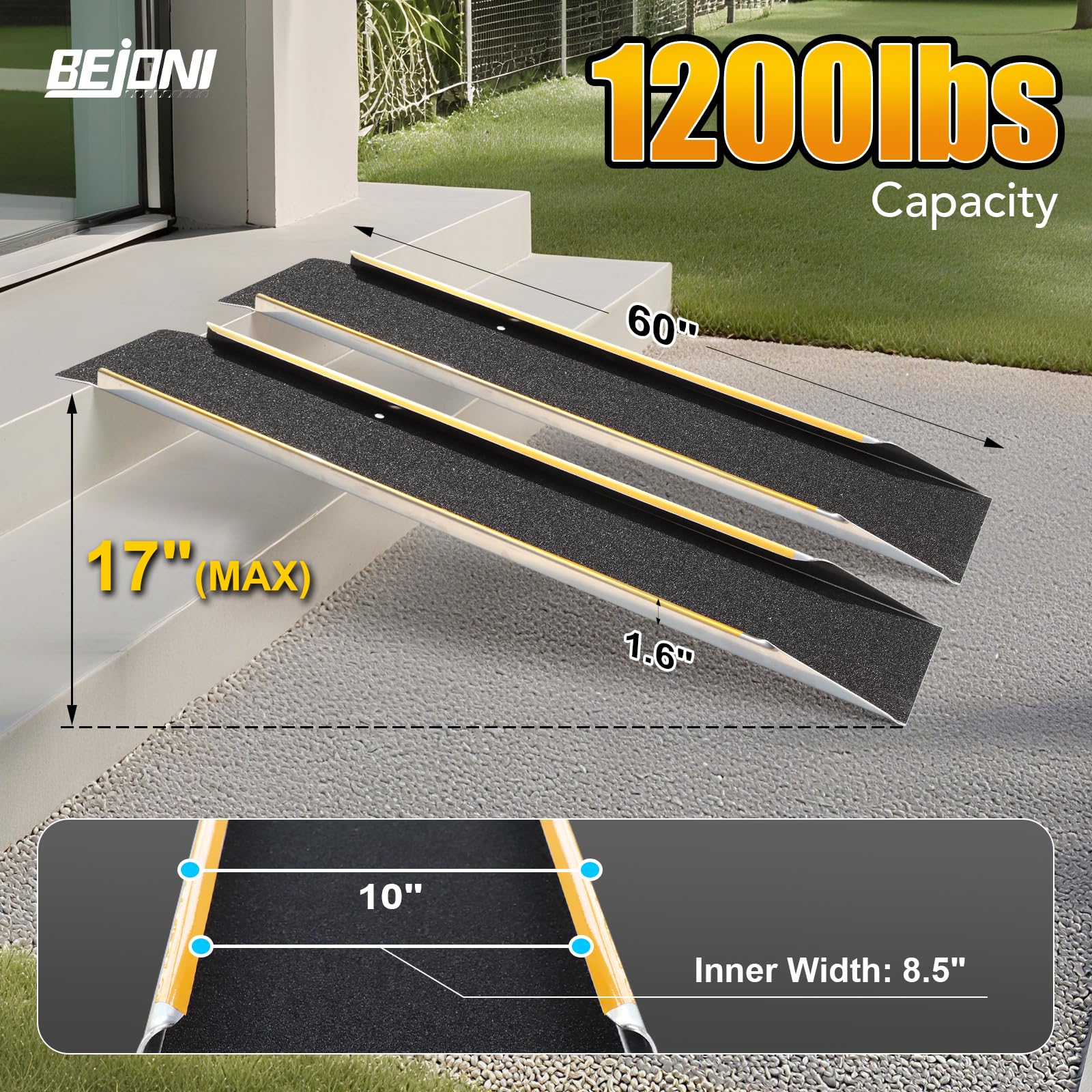 Snapklik.com : 60" Aluminum Motorcycle Ramp, 2PCS 1200 Lbs Capacity ...