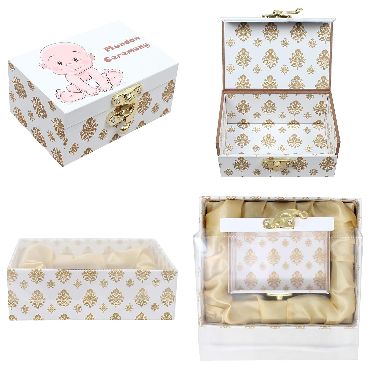 Buy Mundan Ceremony Zari Rectangular Wooden Tiny Gift Box (Multicolor ...