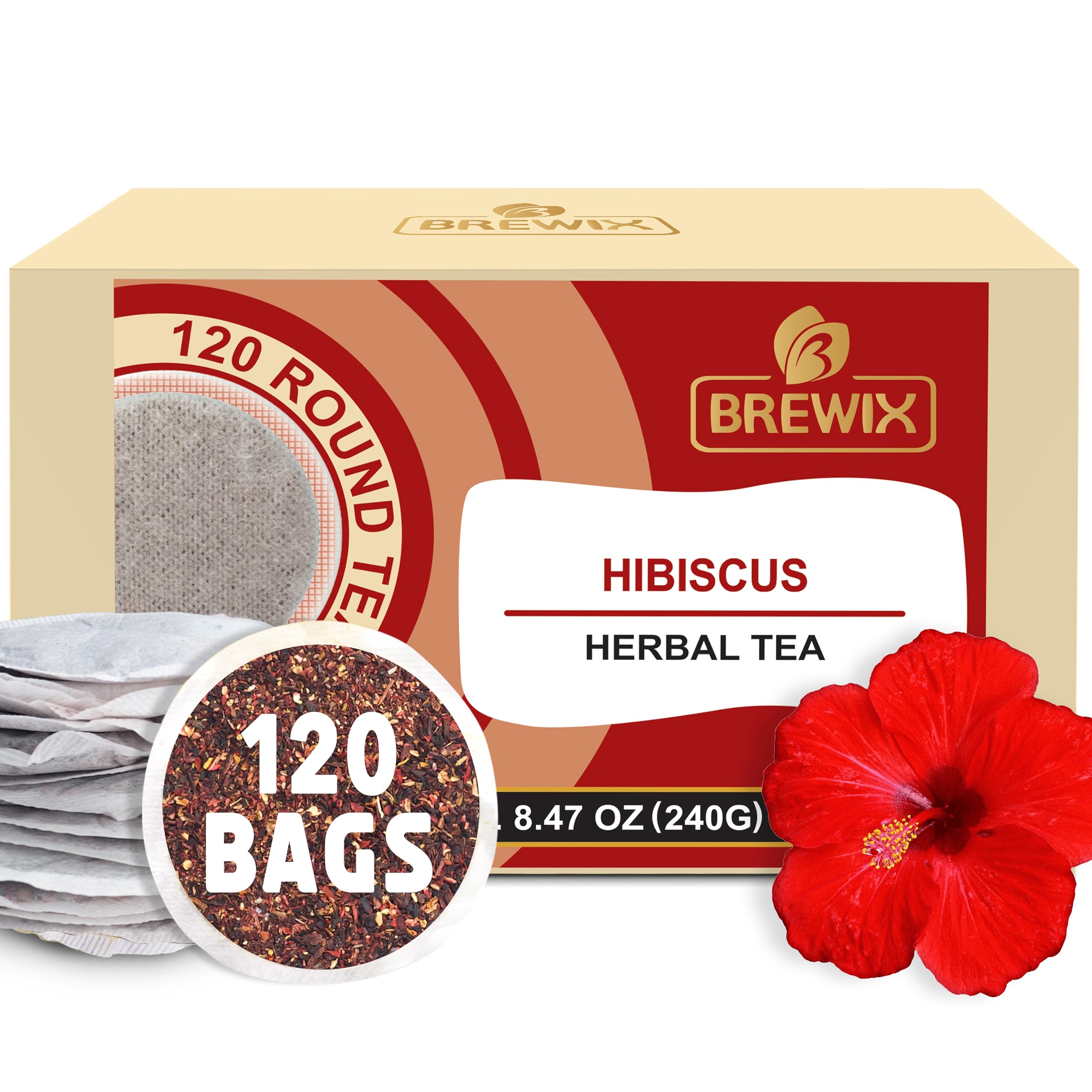 Amazon.com : BREWIX, Hibiscus Tea Bags (120 Round Tea Bags) | Caffeine ...