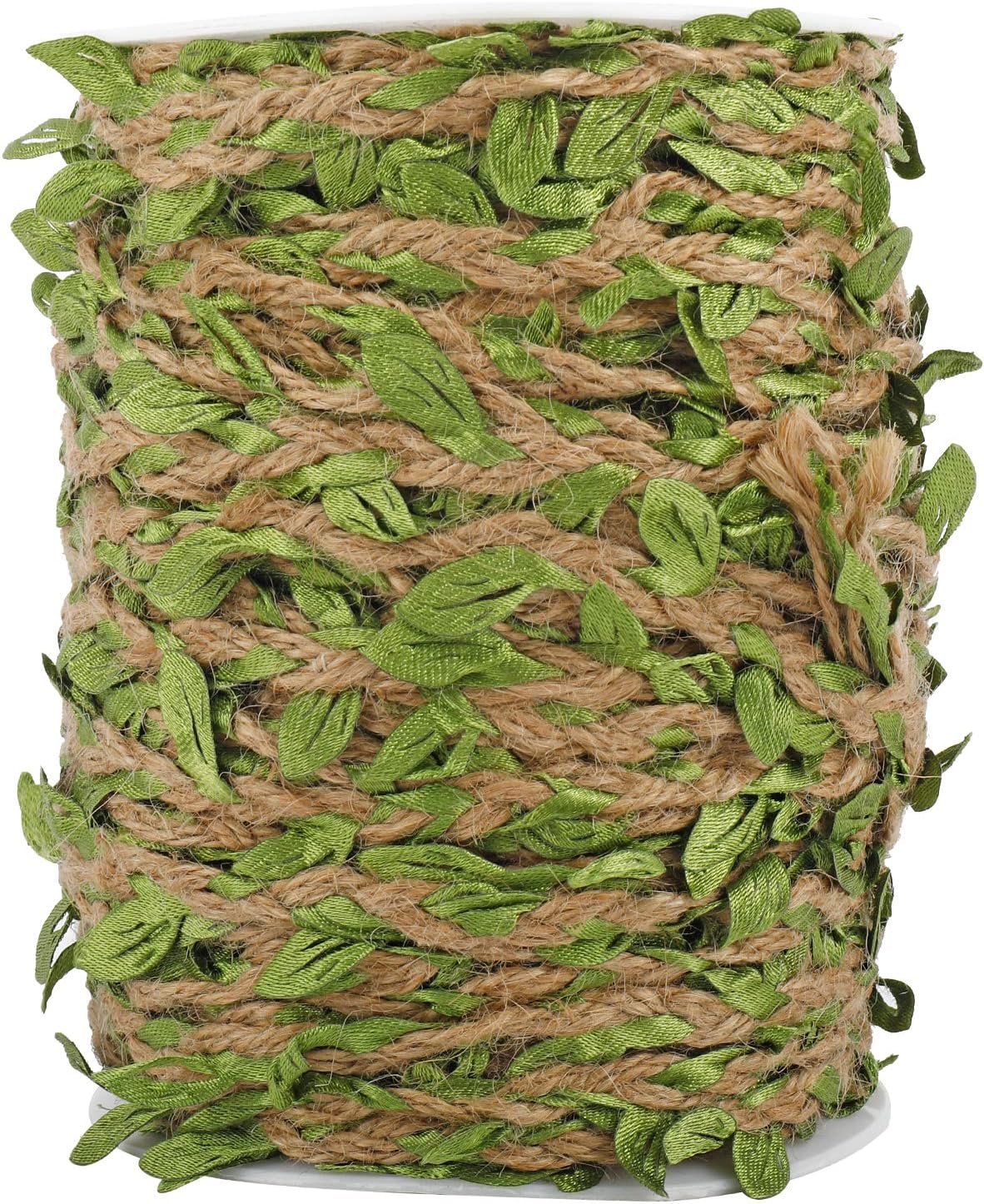 Amazon.com: 33 feet Natural Twine Green Leaf Jute 3ply 2MM Rope Hemp ...