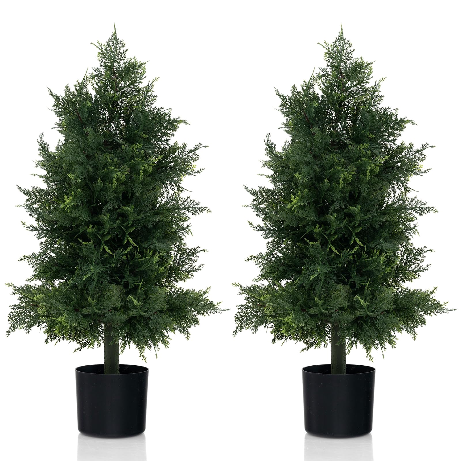 Amazon.com - Goplus 31.5'' Artificial Cedar Topiary Trees for Outdoors ...