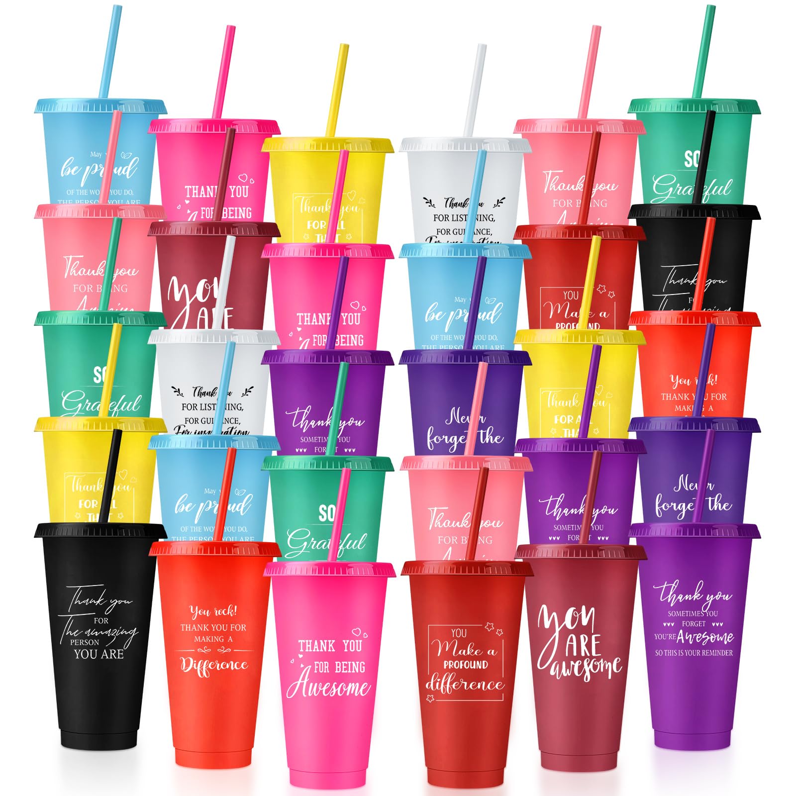 Amazon.com | Bokon 30 Pcs Employee Appreciation Gifts 24oz Plastic Cups ...