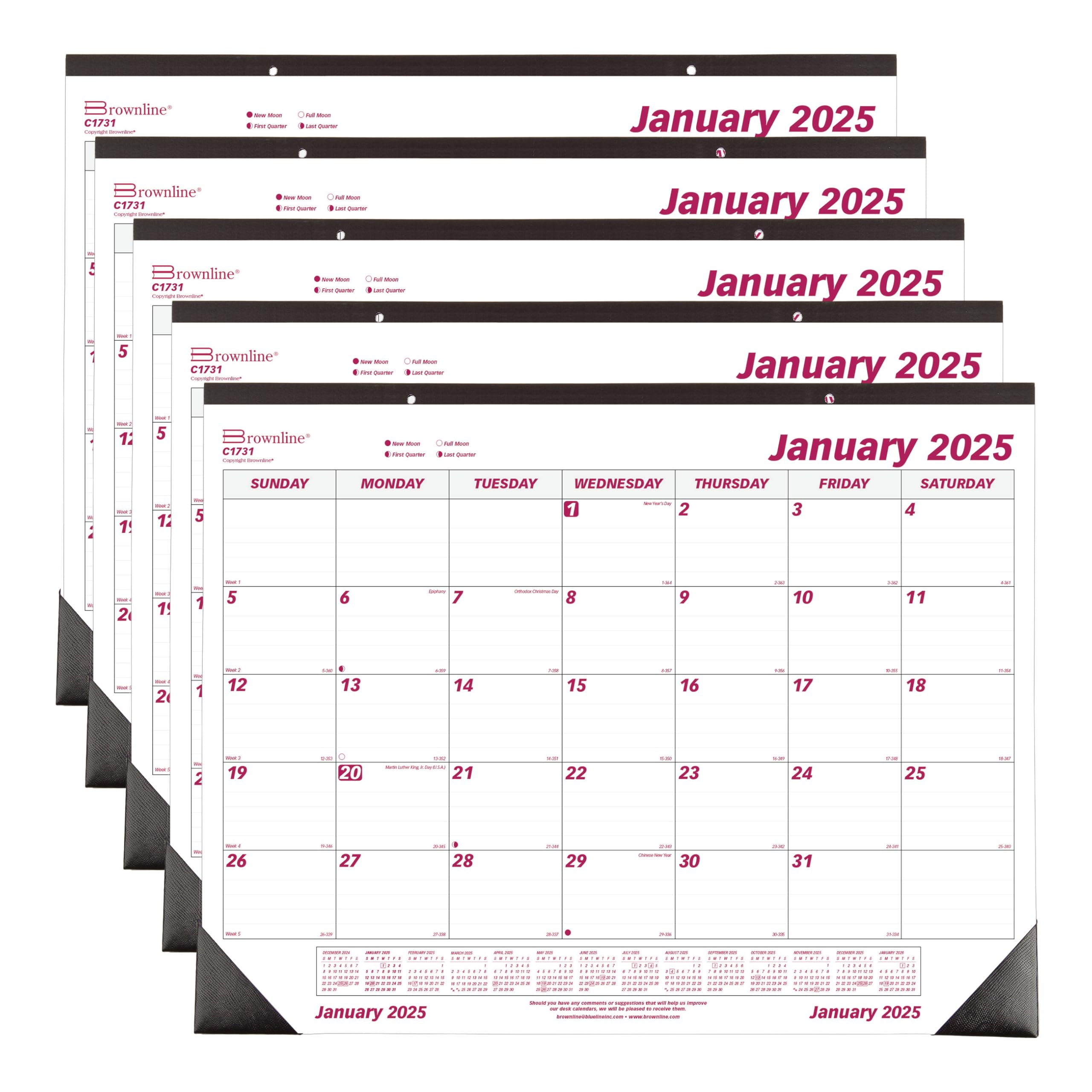 Amazon.com : Brownline 2025 Monthly Desk Pad Calendars, Five-Pack, 12 ...