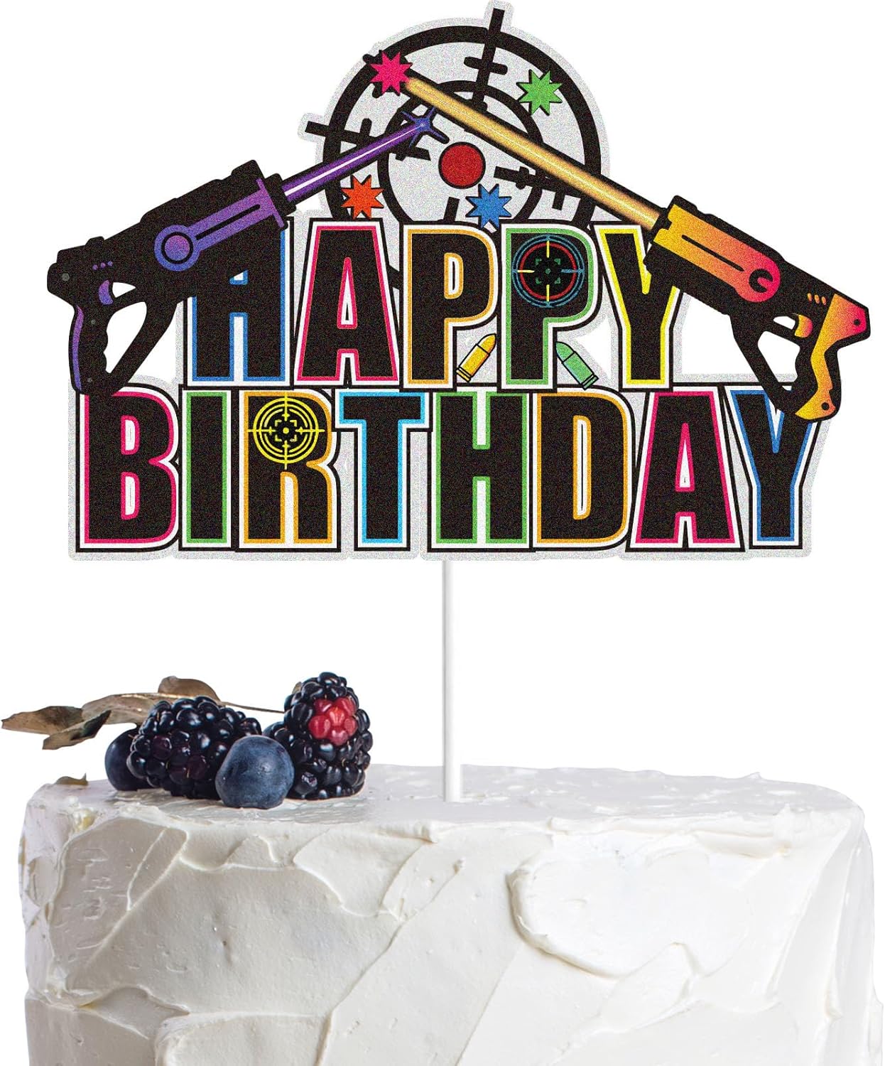 Amazon.com: Laser Tag Happy Birthday Cake Topper Party Supplies Glow ...