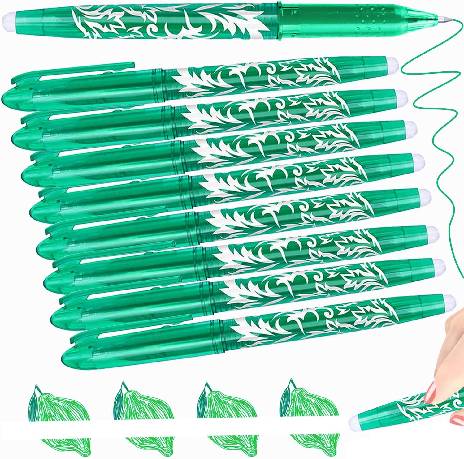 8 Erasable Pens Green Pens, Rub Out Pens Green Ink Eraser Pen,Erasable ...