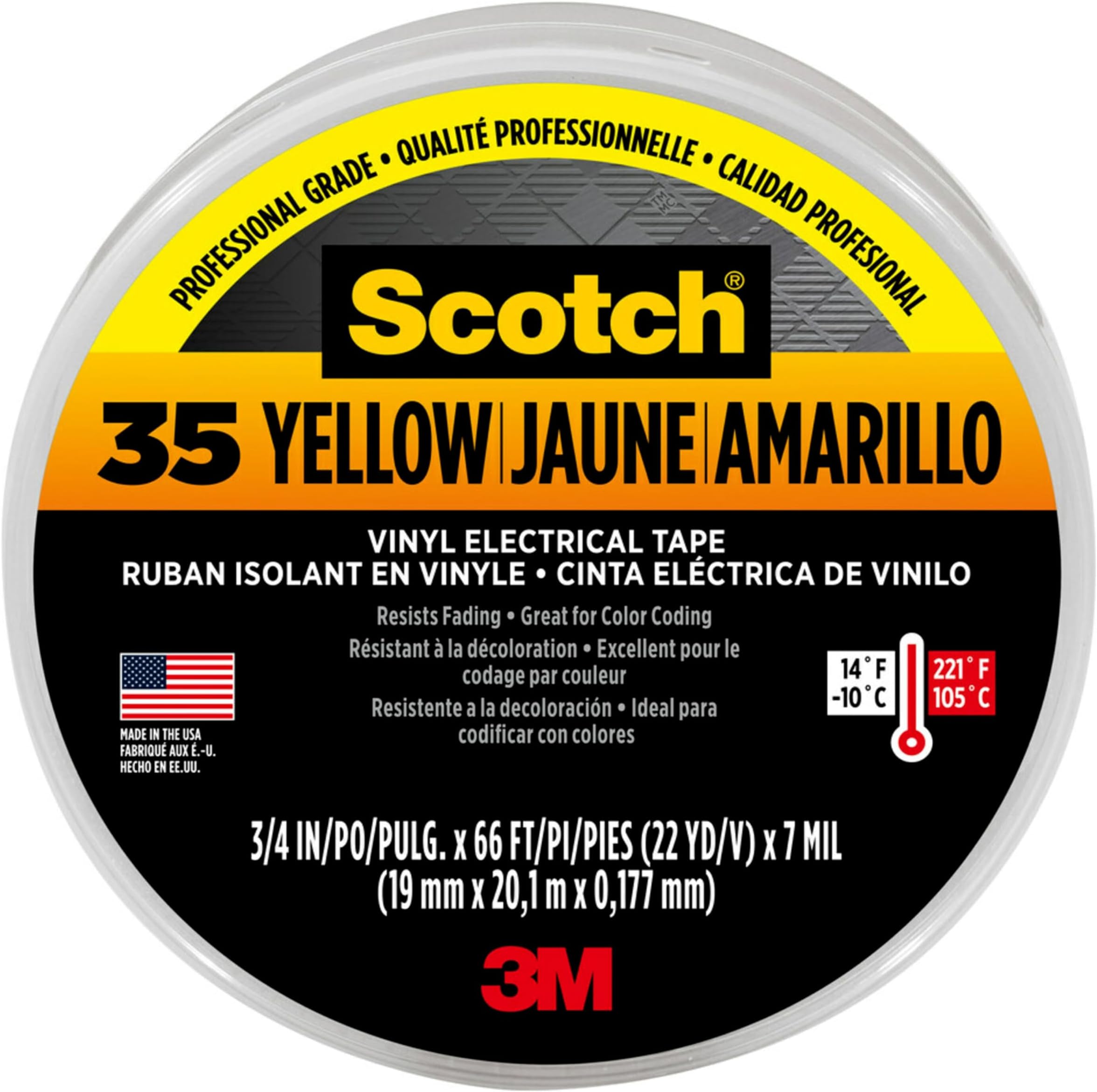 Amazon.com: Scotch Vinyl Electrical Color Coding Tapes 35-35 3/4x66 ...