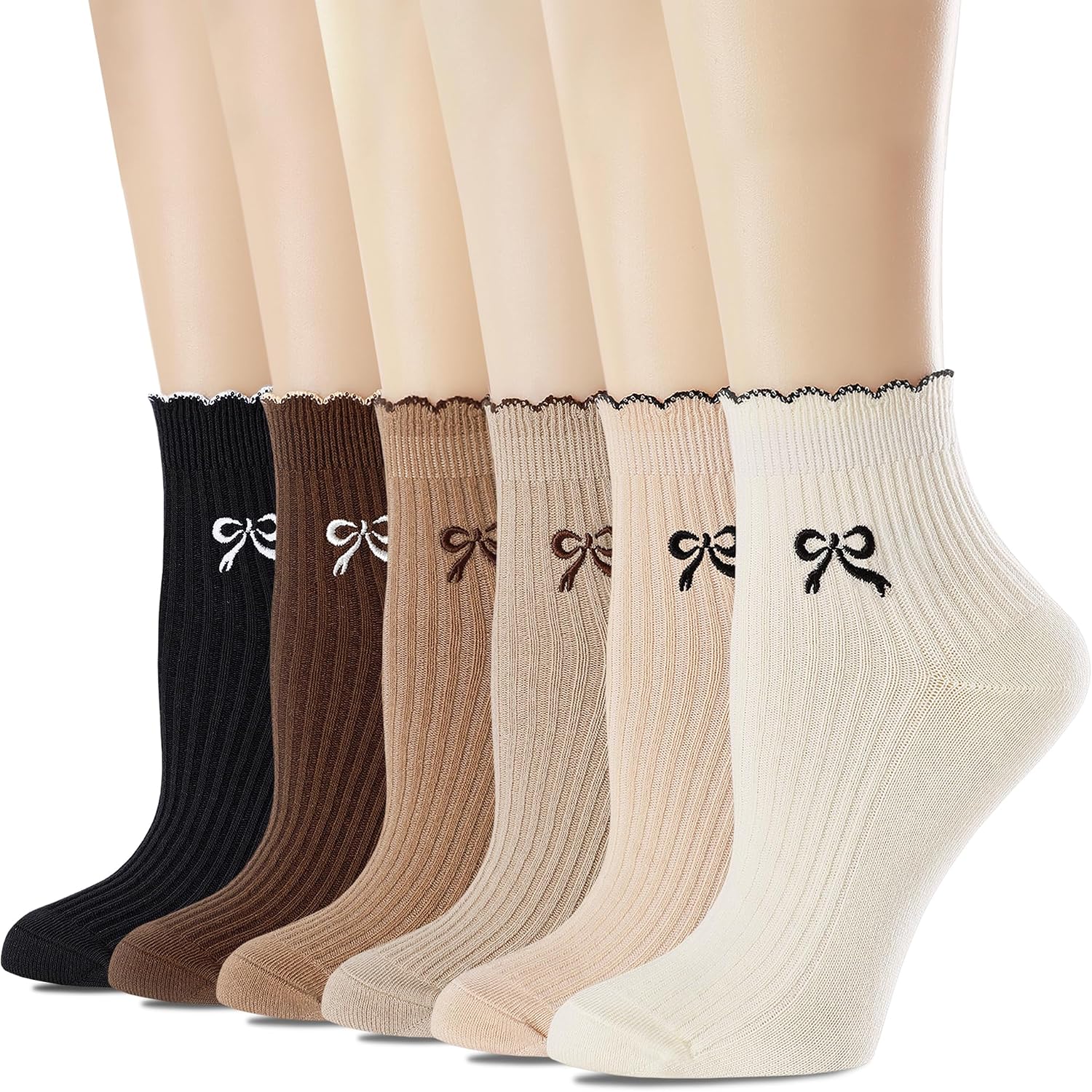 Amazon.com: bropapa Women's Cotton Ankle Socks,Casual Knit,Ruffle Edge ...