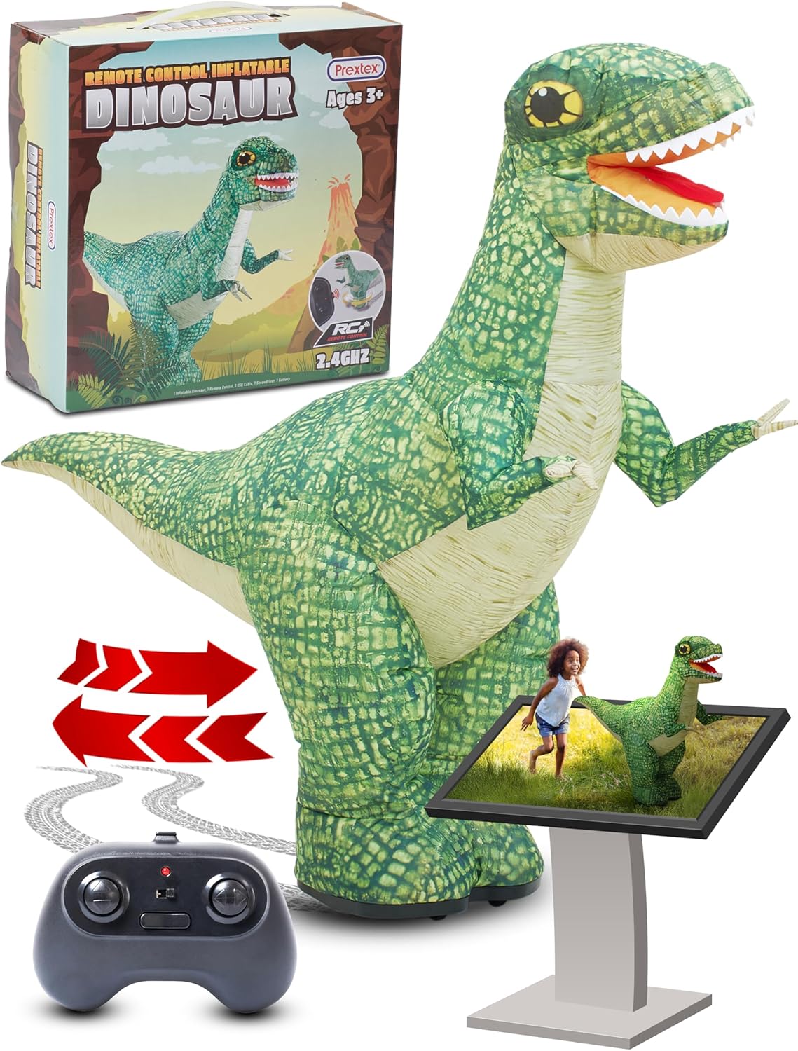 Amazon.com: PREXTEX Remote Control Dinosaur - 35.5 Inch Green T-Rex ...