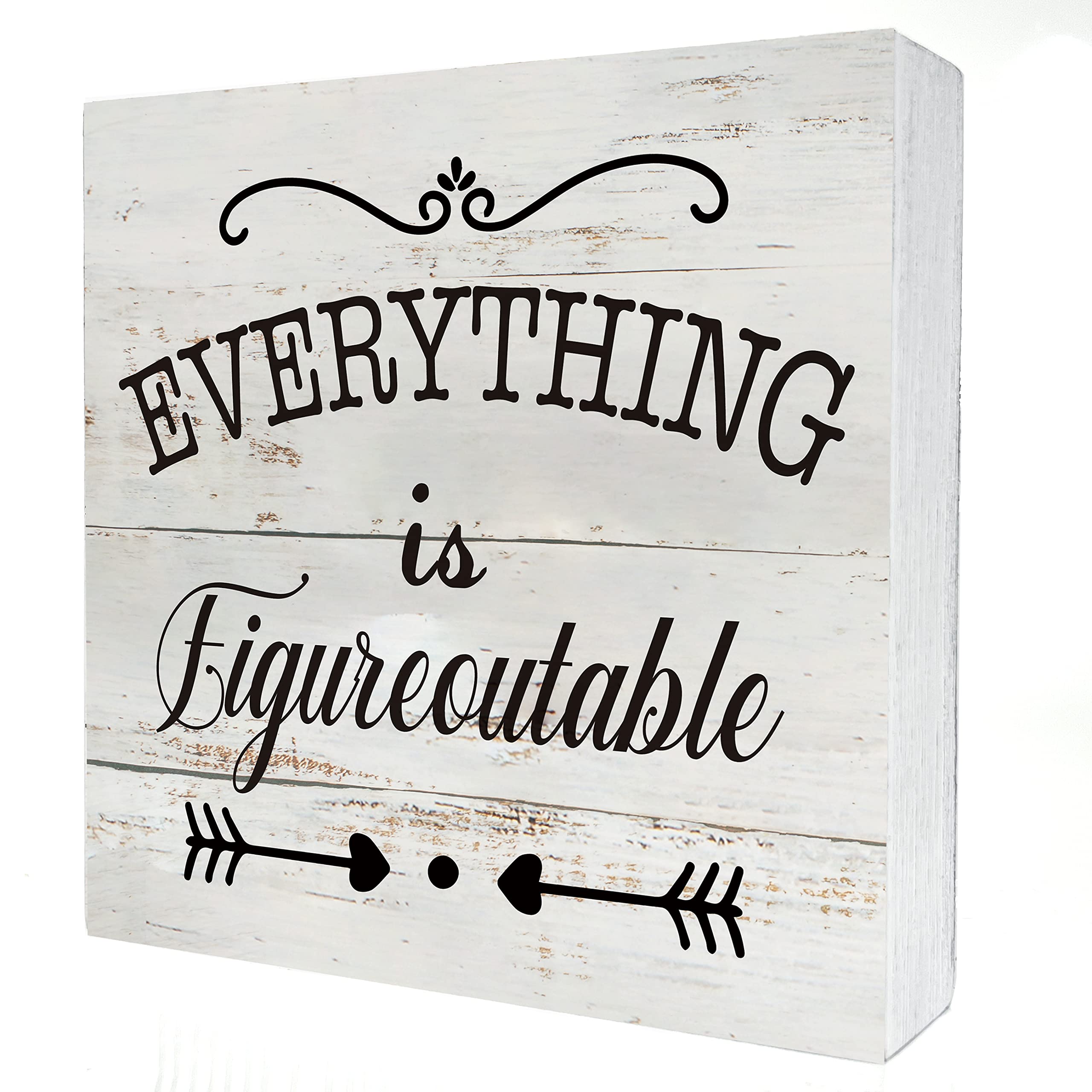 Amazon.com : Inspirational Everything is Figureoutable Wooden Box Sign ...