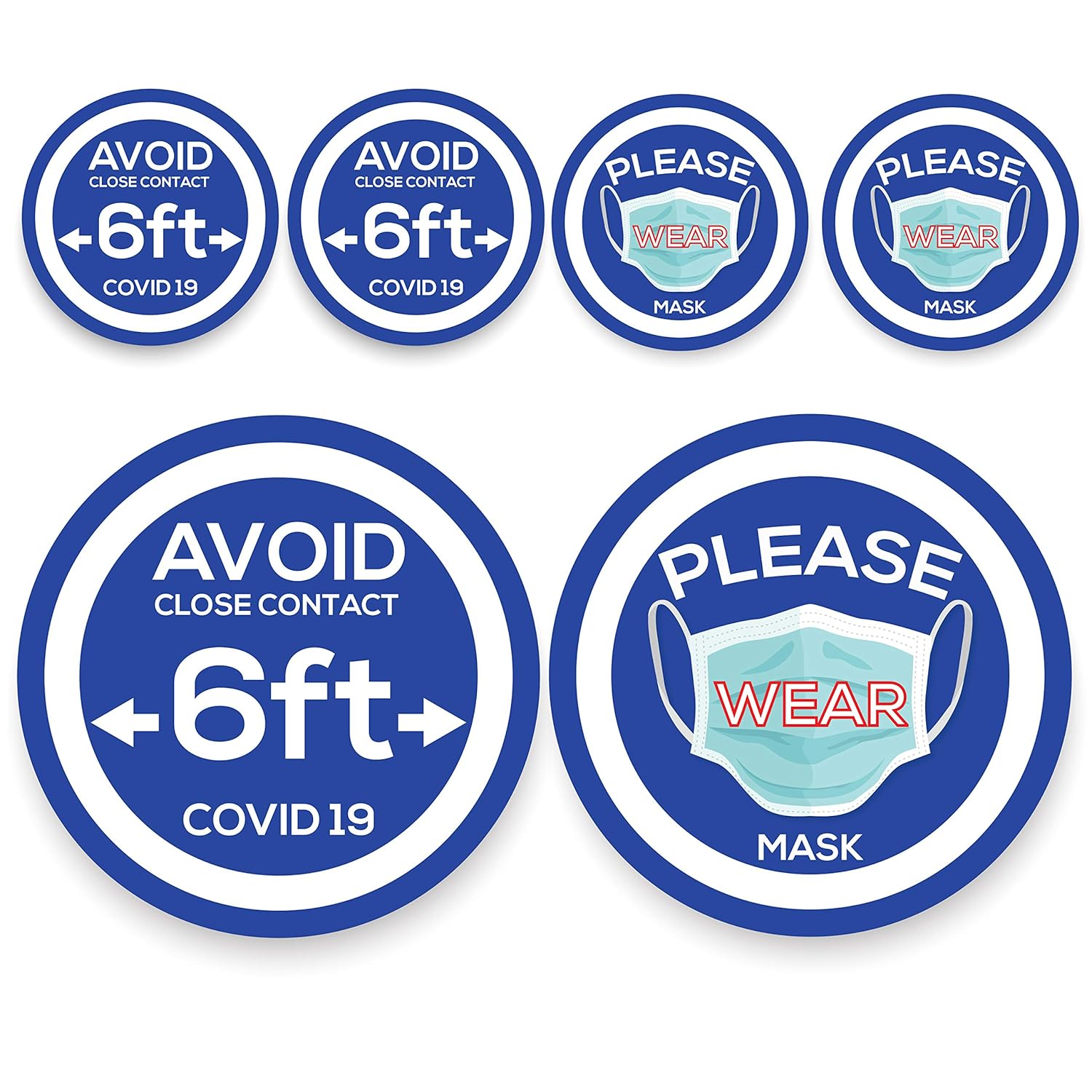 Wear Face Mask Sticker Sign - Social Distance Keep 6 ft Floor Window ...