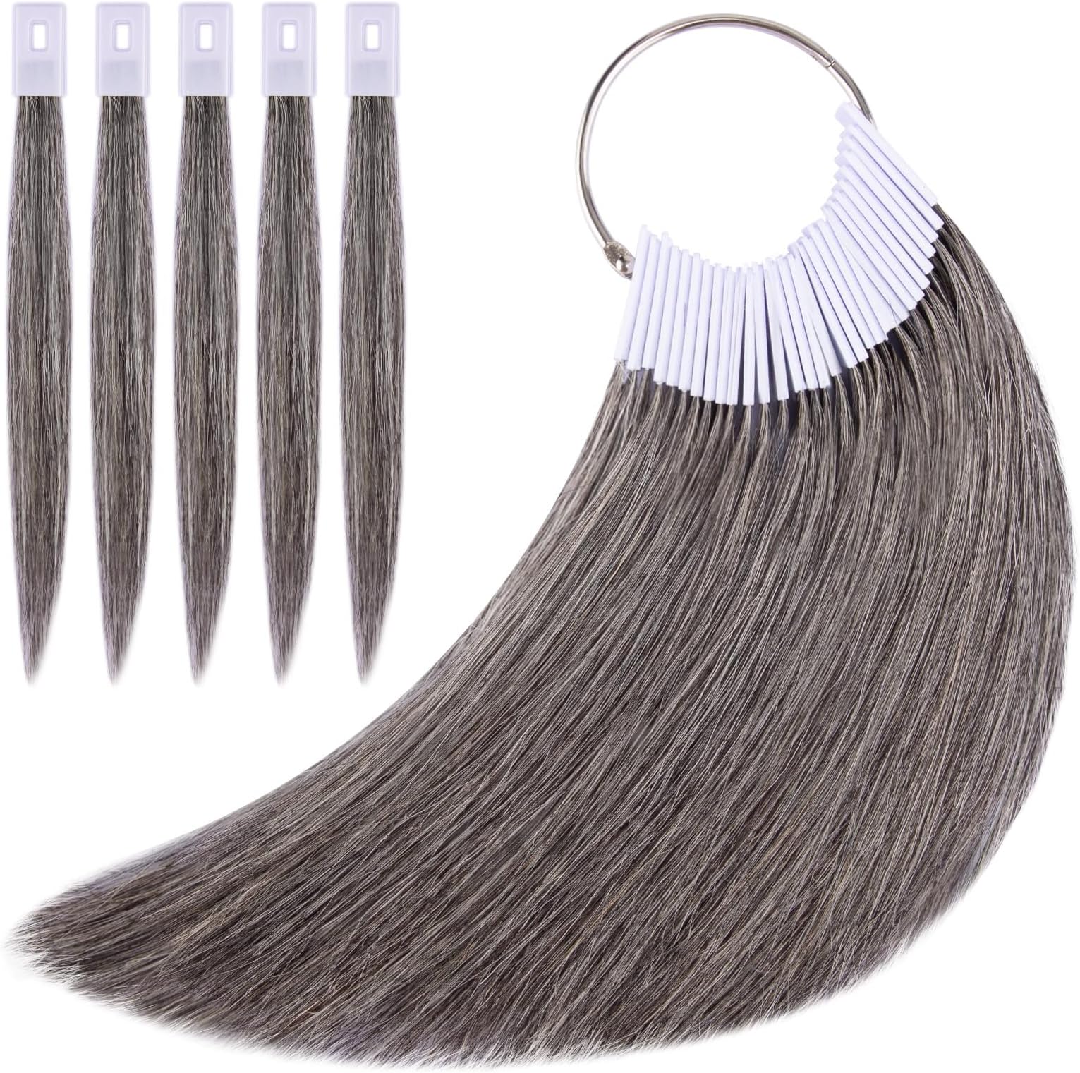 Amazon.com : Noverlife 30PCS Grey Human Hair Swatches for Testing Color ...