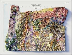 Amazon.com: Muir Way Shaded Relief Elevation Map of Oregon - Vintage ...