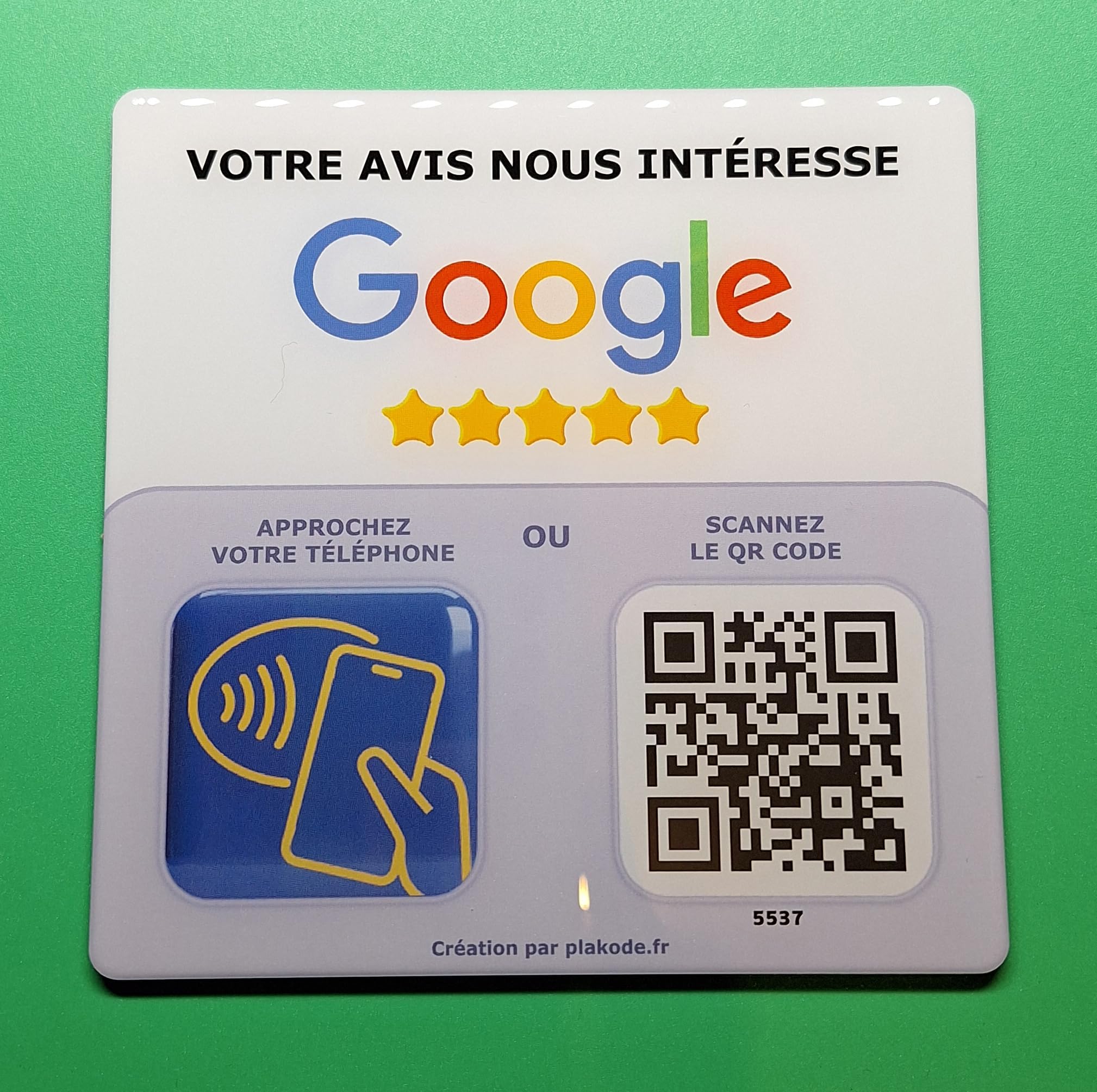 Plaque NFC et QR Code pour Google Avis - 12x12cm - Boostez votre ...