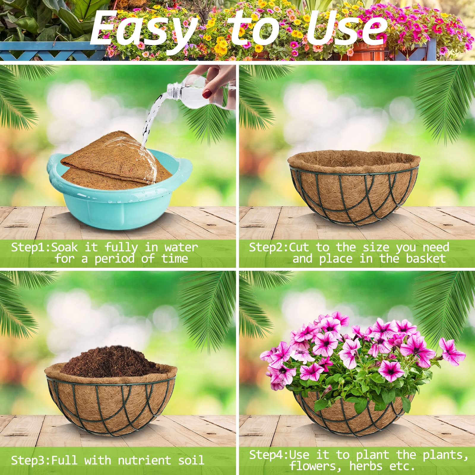Snapklik.com : Riare 2 Pack 10 Inch Round Coco Liners Replacement- 100% ...