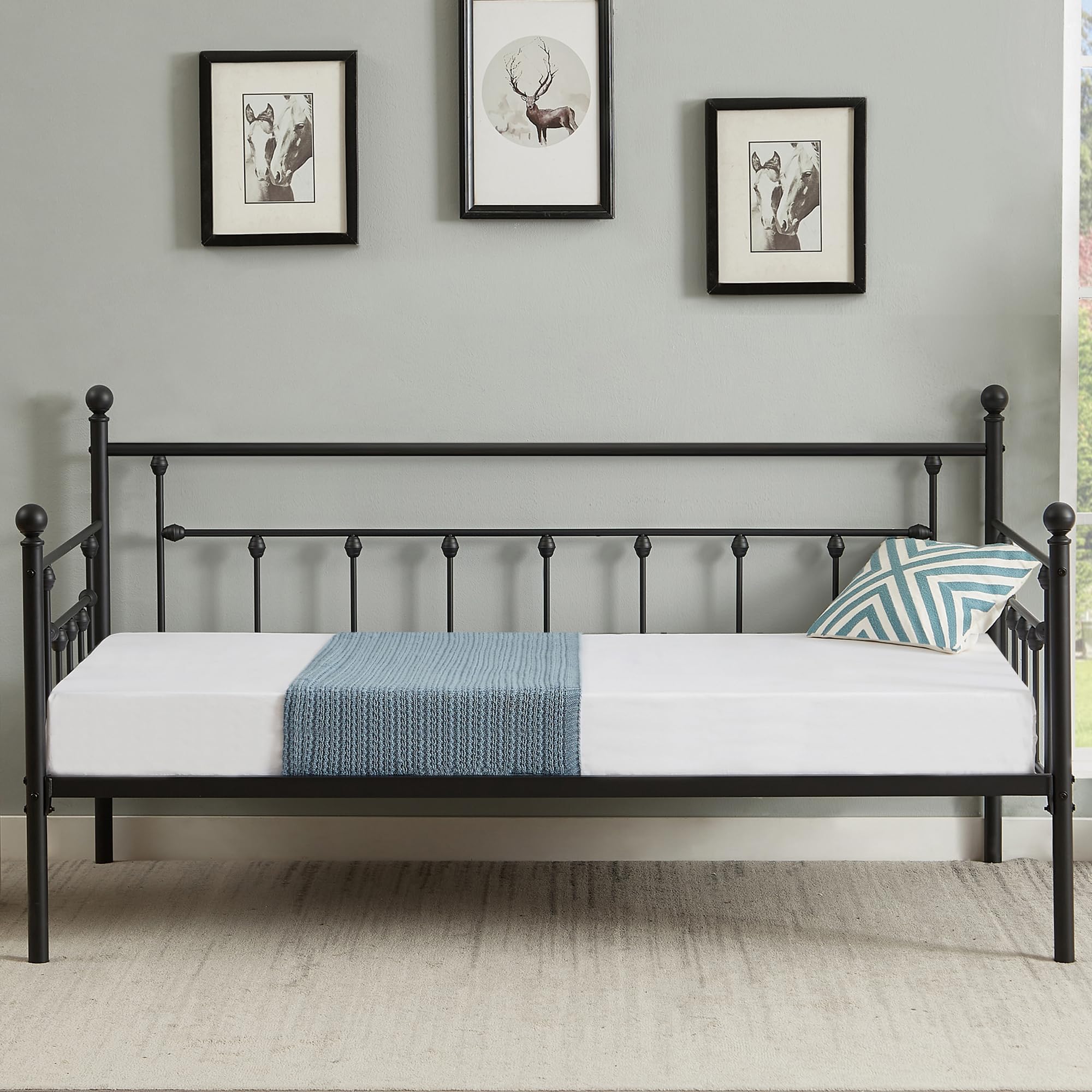 Amazon.com: Metal Daybed with Trundle, Twin Size Day Bed Frame with ...