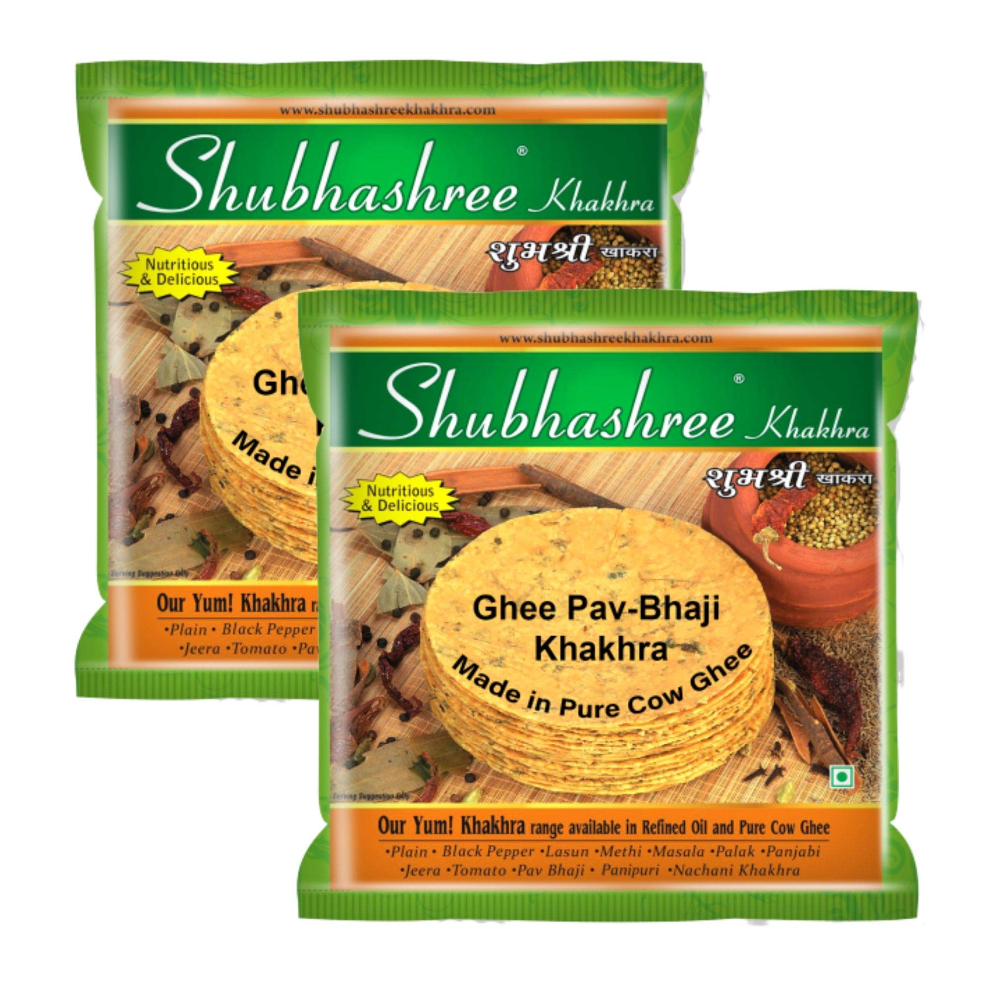 Buy Shubhashree Ghee Pav Bhaji Khakhra Roasted Whole Wheat y Snacks ...
