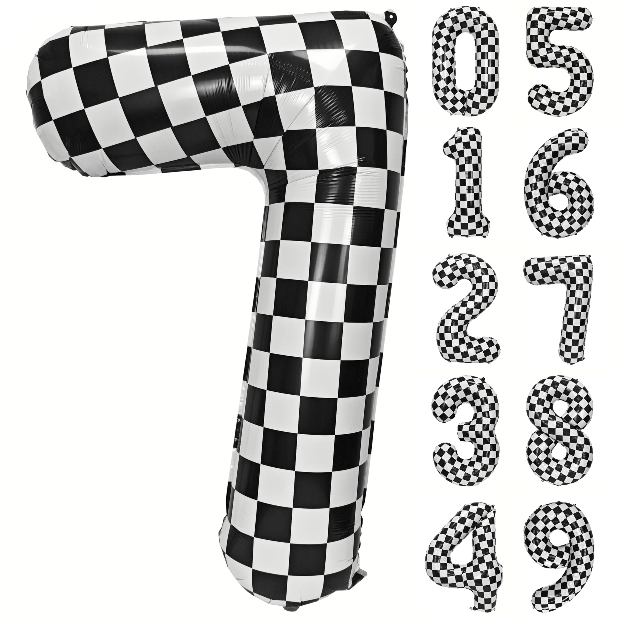 Amazon.com: 40 Inch Checkered Number 7 Balloon Black and White ...