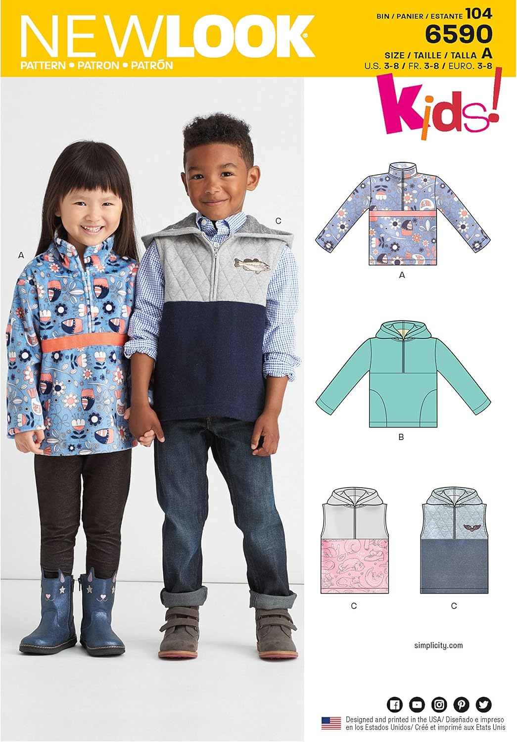 Amazon.com: NEW LOOK Sewing Pattern 6590 - Children's Pullover Vest or ...