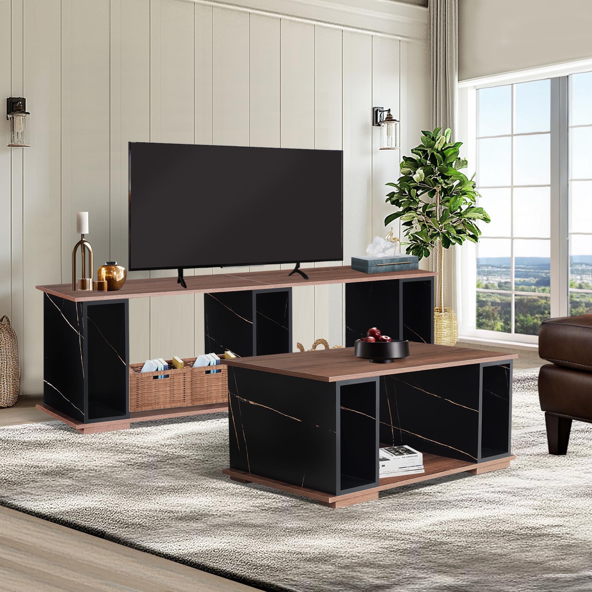 Amazon.com: GIA Home Furniture TV Stand and Coffee Table Set of 2 ...