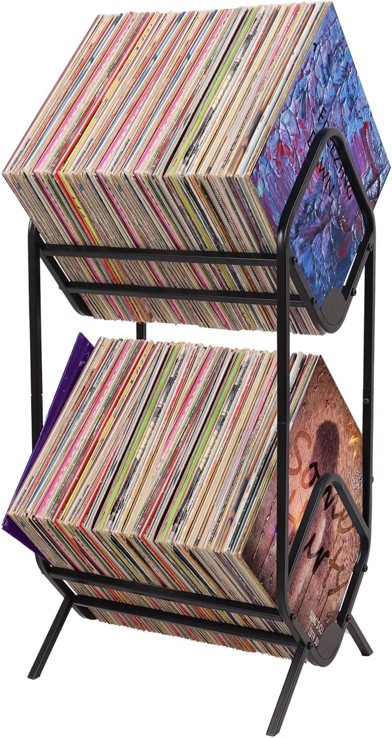 Amazon.com: Simoretus 3 Tier Vinyl Record Storage Rack, Mobile Black ...