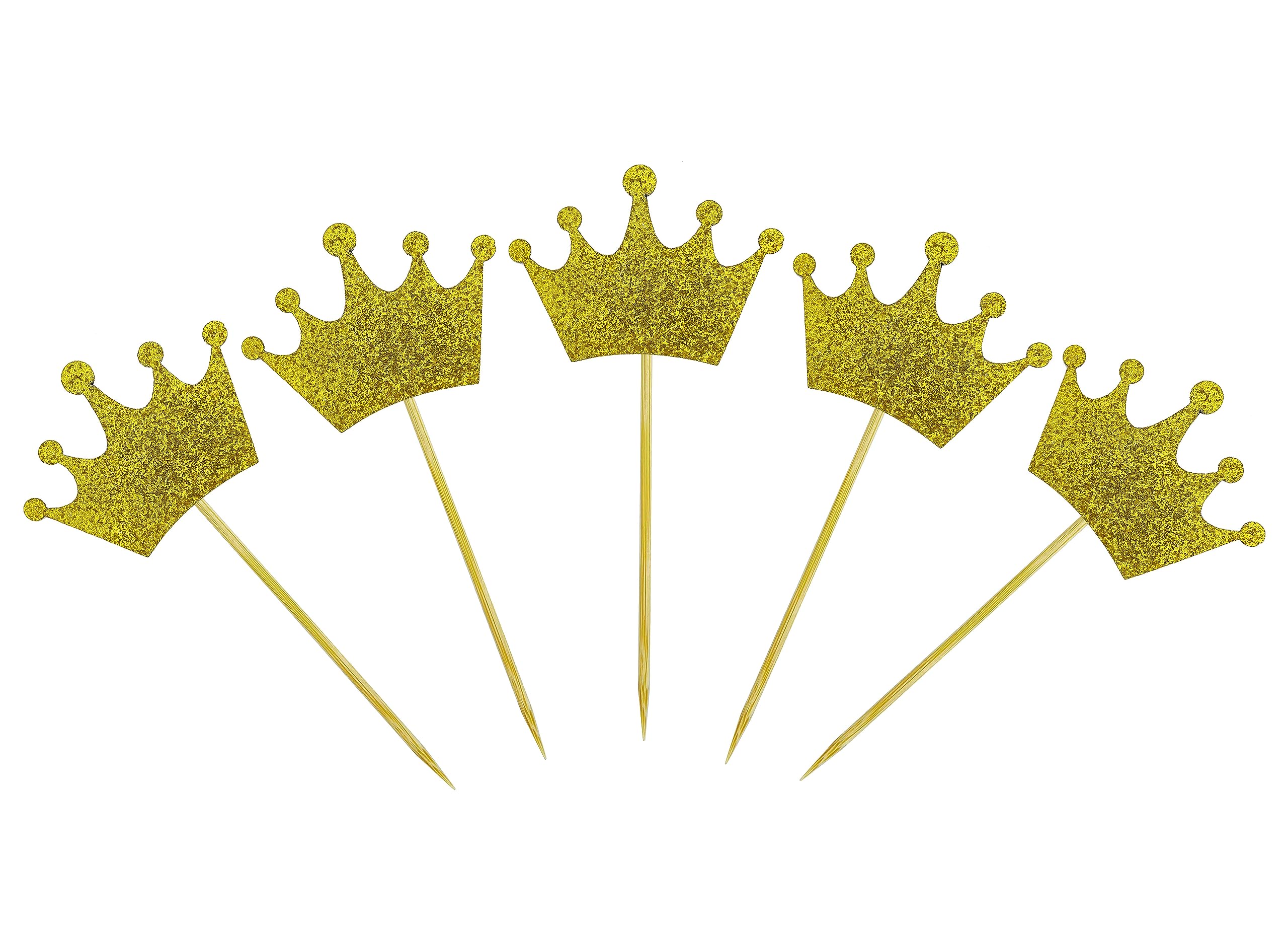 Amazon.com: 60 Pcs Glittery Crown Cupcake Toppers, Royal Crown Fruit ...