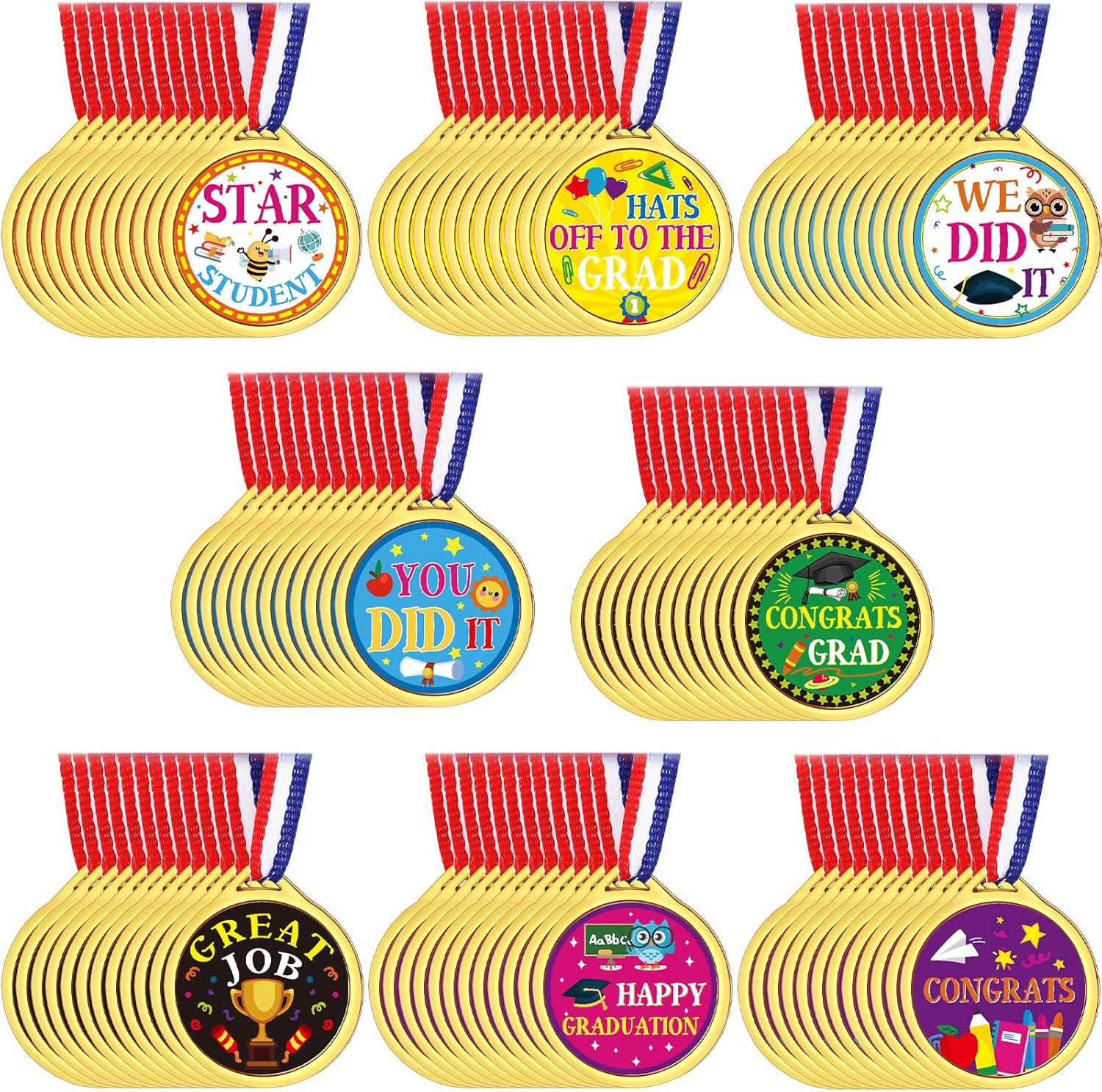 Amazon.com: Yilloog 200 Pcs Kindergarten Grad Medals Graduation Medals ...