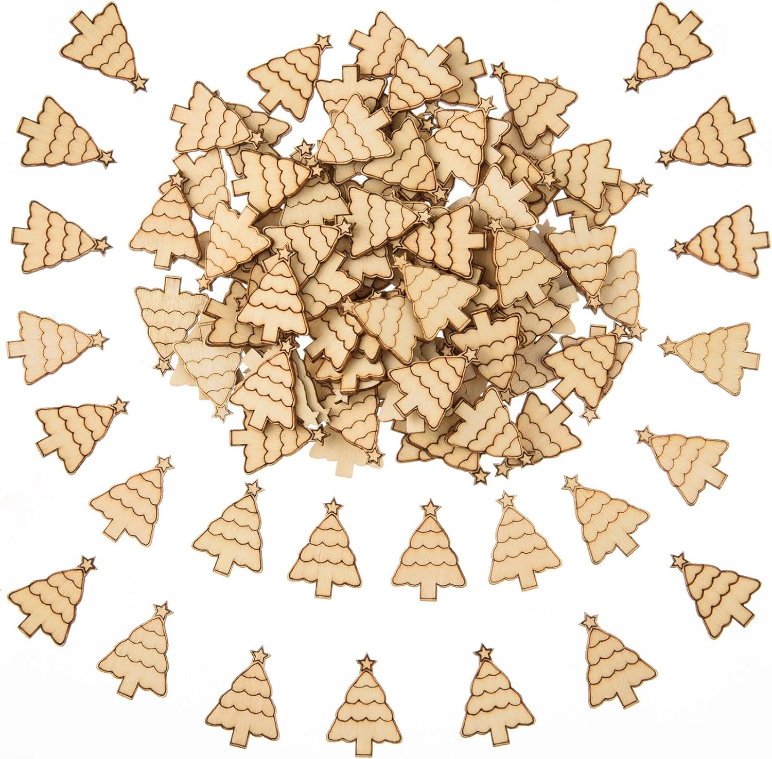 Amazon.com: 120 Pcs Mini Unfinished Wood Christmas Tree Ornaments 0.8x1 ...