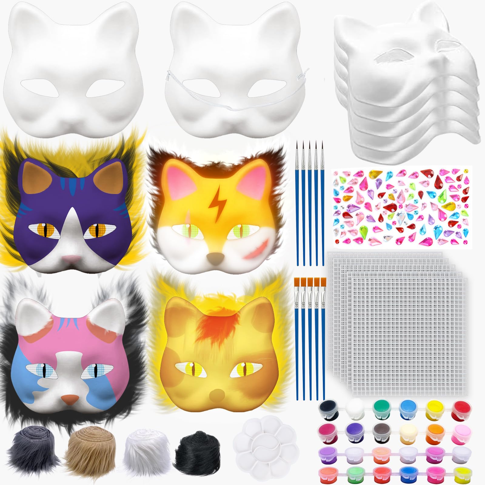 Amazon.com: 30PCS Paper Therian Mask Bulk - Cat Mask Set Includes Blank ...