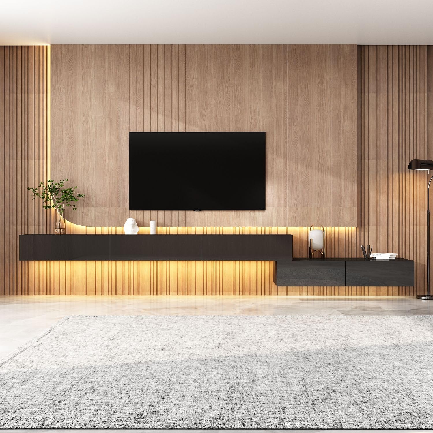 Amazon.com: MOUMON Floating TV Console Media Console with High Gloss ...