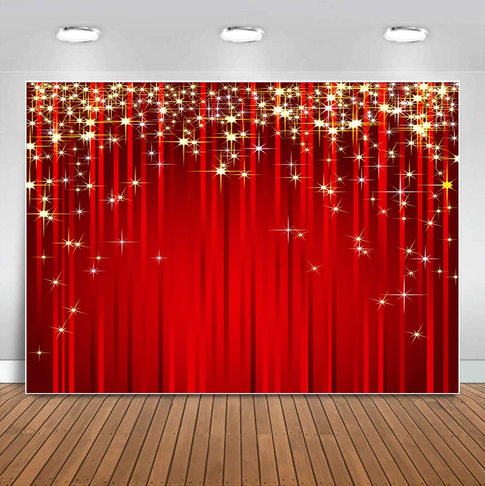 Amazon.com : Sensfun 7x5ft Gold Starry Red Photography Backdrop Glitter ...