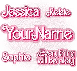 Amazon.com: Pink Doll Custom Name Sticker, Personalized Name Stickers ...