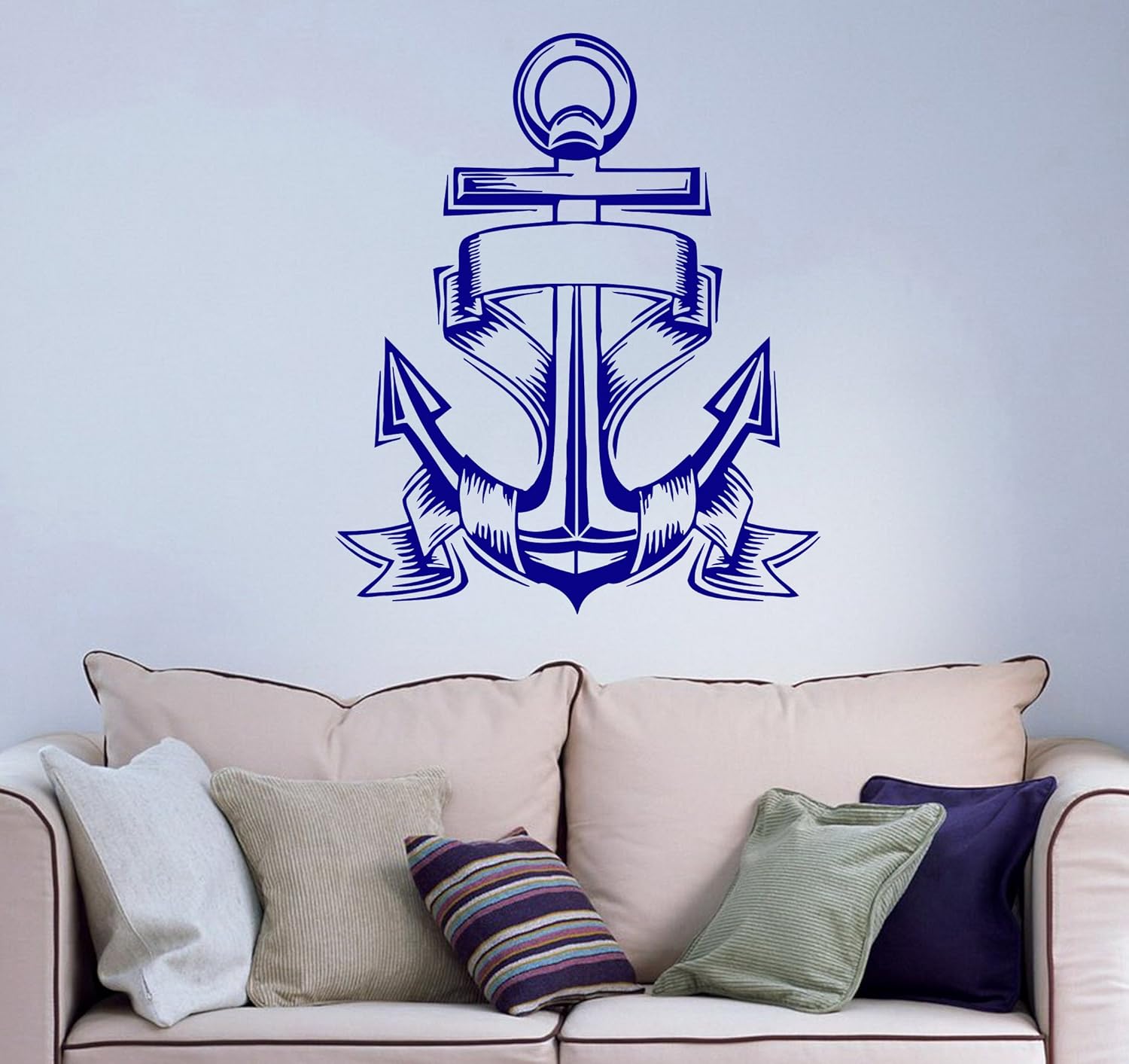 Nautical Anchor Ribbon Ship Boat Sea Ocean Bathroom Wall Vinyl Decal ...