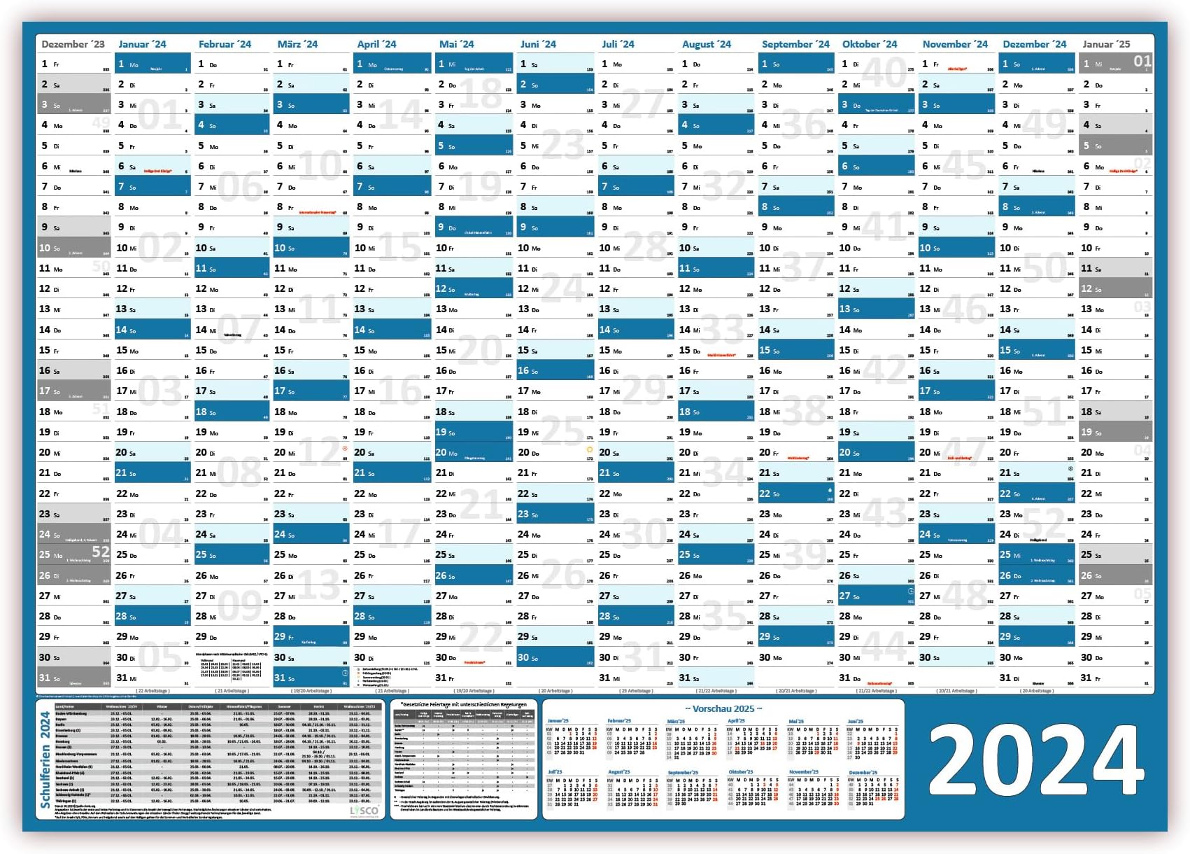 Kalenderoutlet Din A0 XXL Jahresplaner Kalender Wandkalender 2024 14 ...
