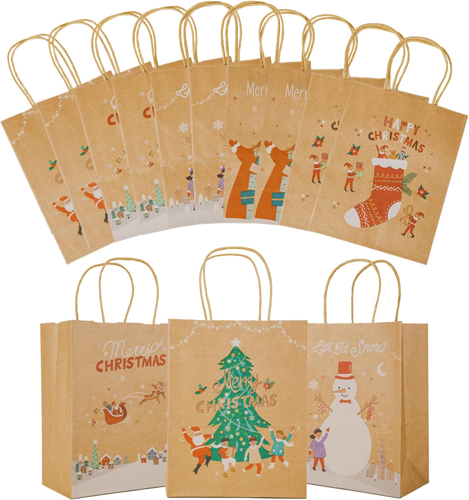 Amazon.com: JOYIN 24 Christmas Holiday Kraft Gift Bags for School ...
